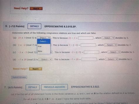 Solved 6 12 Points Details Eppdiscmaths 83015ep