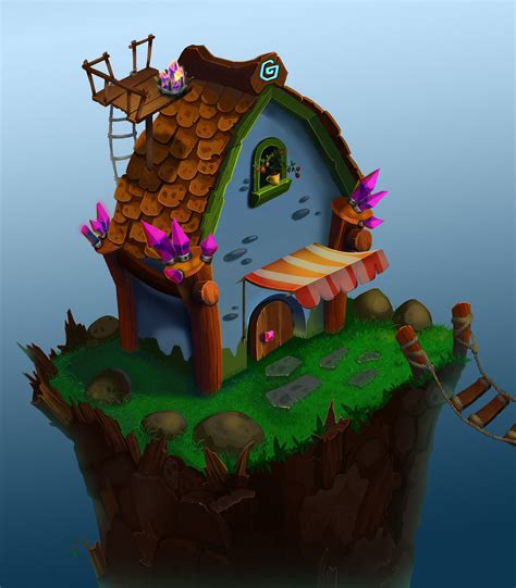 Иллюстрация Домик волшебника Изометрия в стиле 2d Cg