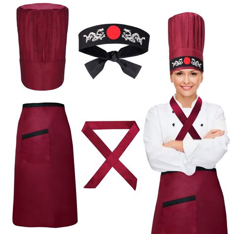 Keymall Hibachi Chef Hat Teppanyaki Tall Chef Cap With Hachimaki
