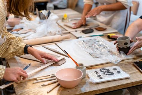 Premium Photo Ceramic Workshop Women Working In The Ceramic Workshop