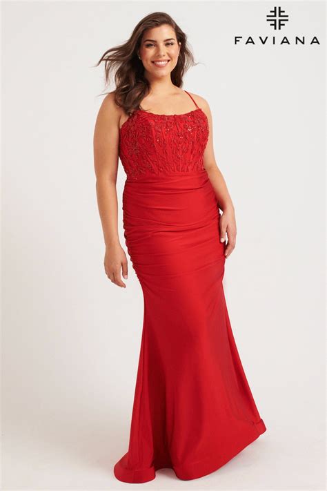 Ruby Faviana 9569 Prom Fitted Long Formal Beaded Corset Plus Size Dress