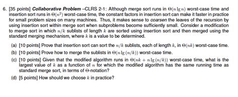 Solved 6 35 Points Collaborative Problem Clrs 2 1