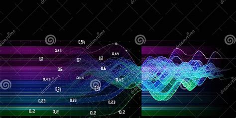 abstract background noisy graph curved in a sinusoid and data on dark