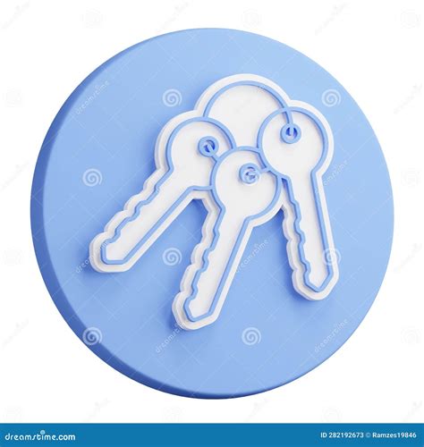 3d Button Rendering Of Bunch Of Keys On Ring From Lock Of Front Door Of Residential Building