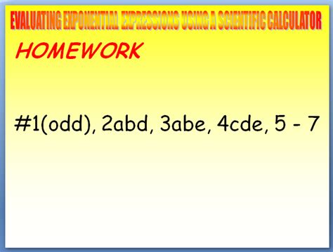 Solving Exponential Equations Evaluating Exponential Expressions