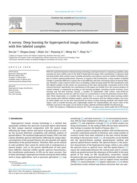 A Survey Of Deep Learning For Hyperspectral Image Classification Pdf