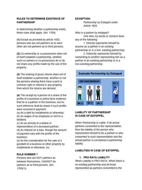 Rules To Determine Existence Of Partnership Pdf Partnership