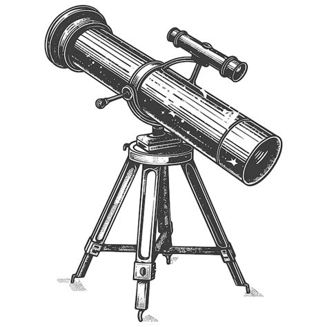 Premium Vector Vintage Astronomical Telescope With Tripod For Stargazing And Observing