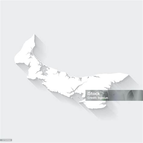 빈 배경에 긴 그림자프린스 에드워드 아일랜드 지도 플랫 디자인 0명에 대한 스톡 벡터 아트 및 기타 이미지 0명 3차원