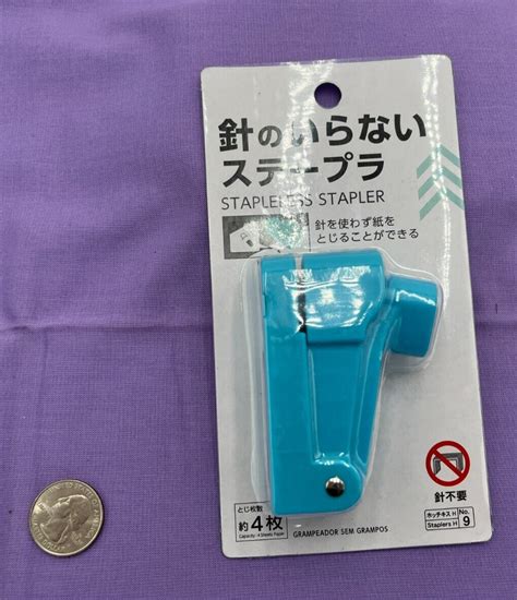 Daiso Stapleless Stapler Blue Effortless And Eco Friendly Paper