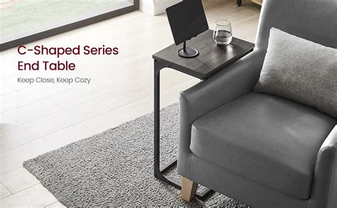 Vasagle C Shaped End Table Side Table For Sofa Couch Table With Metal Frame Small Tv Tray