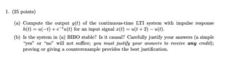 solved 1 25 points a compute the output y t of the