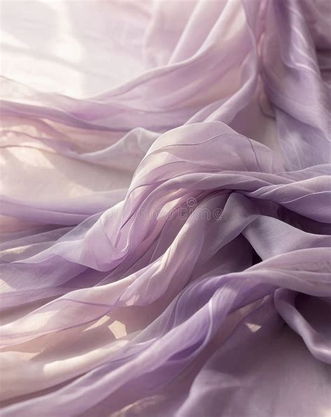 Abstract Macro Of Sheer Pastel Lavender Fabric With Soft Sunlight