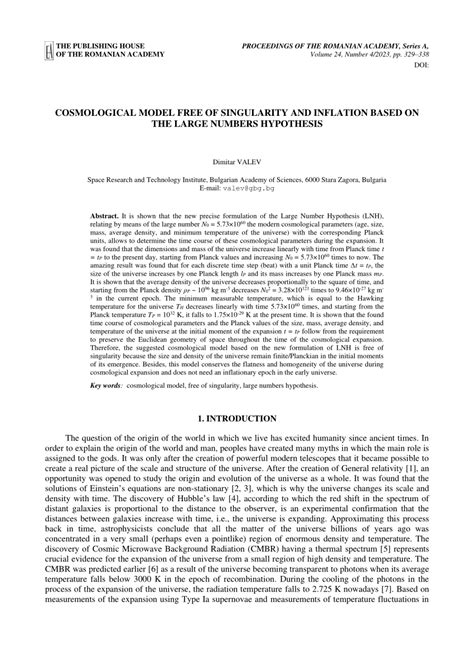 Pdf Cosmological Model Free Of Singularity And Inflation Based On The