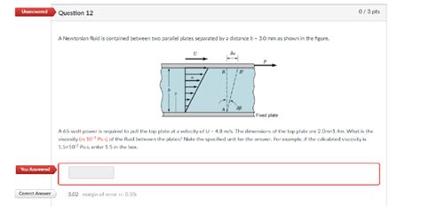 solved a newtonian fluid is contained between two parallel