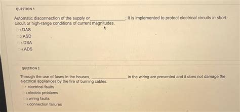 Solved Automatic Disconnection Of The Supply Or It Is