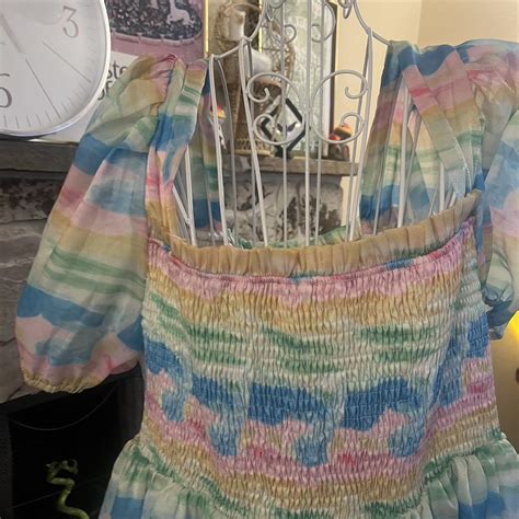 Shein Selkie Dupe Puffy Sleeves Multi Color Dress X Depop