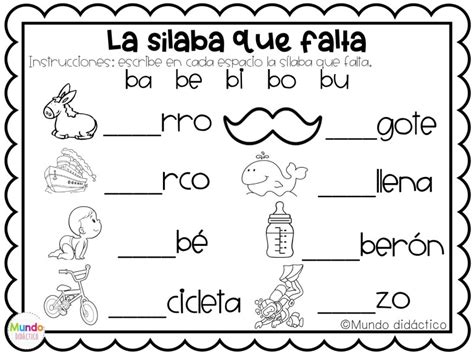 Cuaderno Lectoescritura Completar SÍlabas Imagenes Educativas