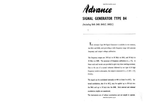 Advance B4 A B 30 100k 30 80mhz Signal Generator Sm Service Manual Download Schematics Eeprom