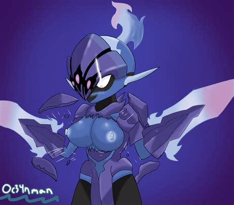 Rule 34 Anthro Armor Big Breasts Blush Ceruledge Embarrassed Female Nintendo Nipples Oc34nman