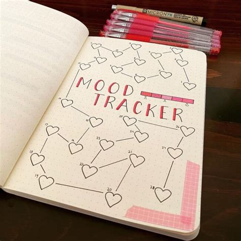 Mood Tracker Bullet Journal Printable Heart