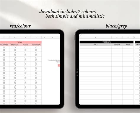 Adult Video Tracker For Google Sheets Adult Content Creator Etsy