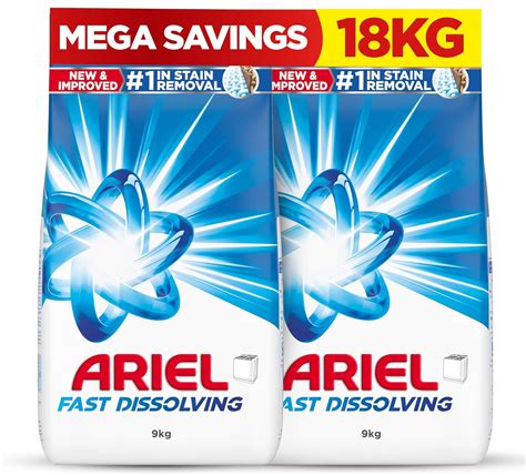 Ariel Fast Dissolving Laundry Detergent Powder 9 Kg X 2 Dual Pack 18 Kg Amazon Ae