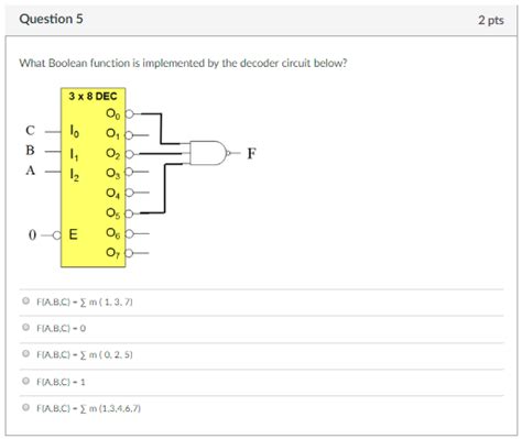 Solved Question 5 2 Pts What Boolean Function Is Implemented