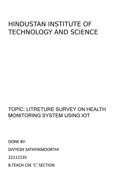 Iot Project Its About The Ppt Which You Would Create HINDUSTAN INSTITUTE OF TECHNOLOGY AND