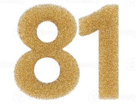 Number 81 Golden Glitter 46599721 Png