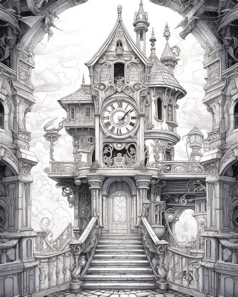 10 000 Clock Tower Drawing Pictures