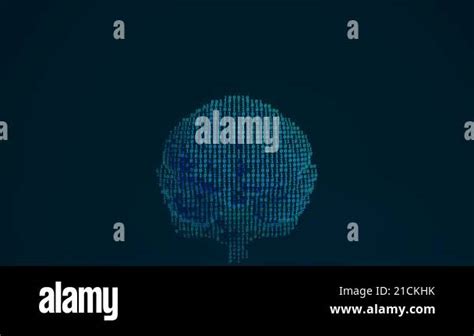 Looping Binary Code Animation Forming A Futuristic Brain Silhouette