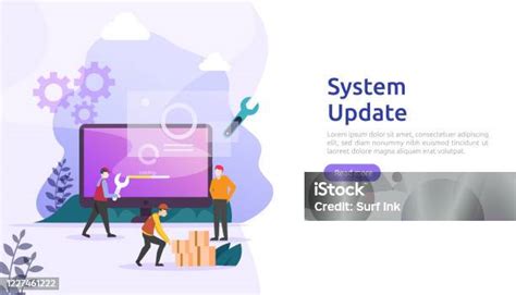 운영 시스템 업데이트 진행률 개념입니다 데이터 동기화 프로세스 및 설치 프로그램 일러스트 웹 방문 페이지 템플릿 배너 프리젠