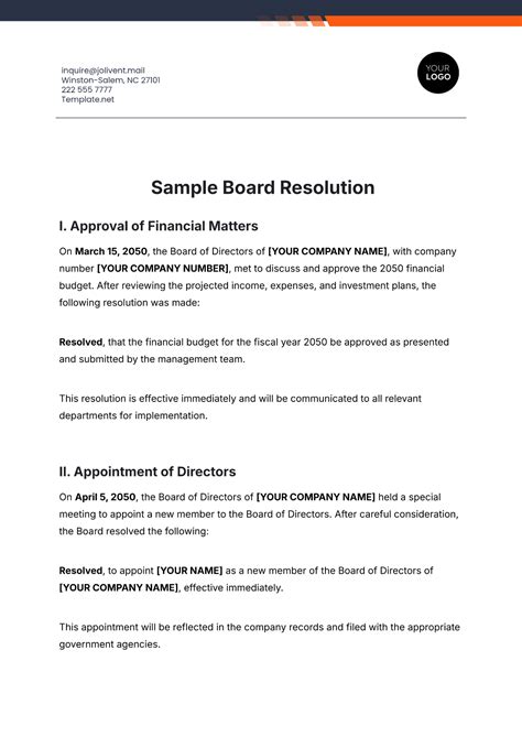 Free Hoa Board Resolution Template To Edit Online