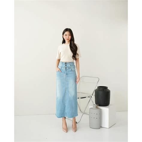 Jual C5x Jeans Lexi Rok Denim Jeans Span Model Tingkat Ban Jahit