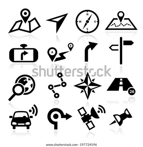 Collection Vector Navigation Icons Maps Location Stock Vector Royalty