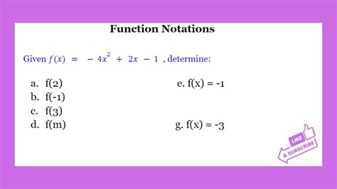 Evaluate Quadratic Functions Function Notation Youtube