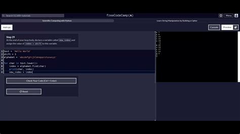 29 - String Manipulation by Building a Cipher | FreeCodeCamp Python Tutorial - YouTube