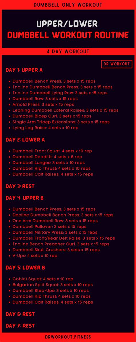 4 Day Dumbbell Workout Plan With Pdf Dr Workout