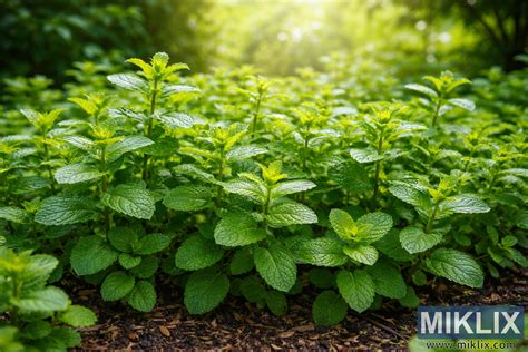 Image Healthy Mint Plants Growing In A Partially Shaded Garden Bed