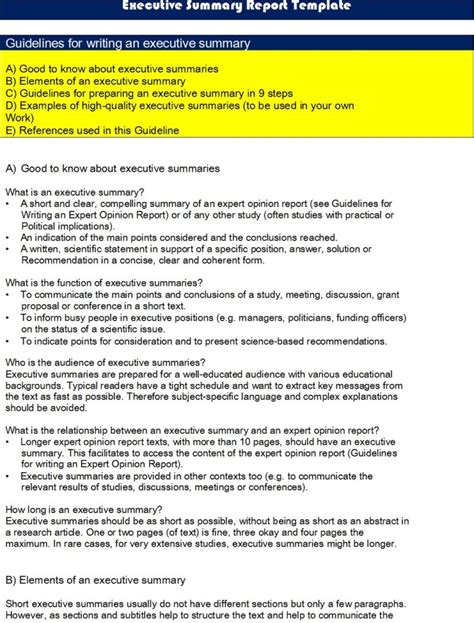 Executive Summary Report Templates Free Report Templates
