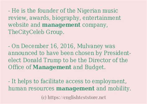 Sentence Example Of Management Englishteststore Blog