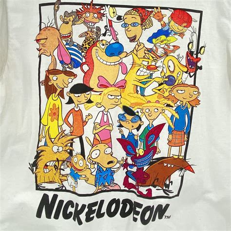 Nickelodeon Cartoon Characters Graphic T Shirt Retro Mens Large White