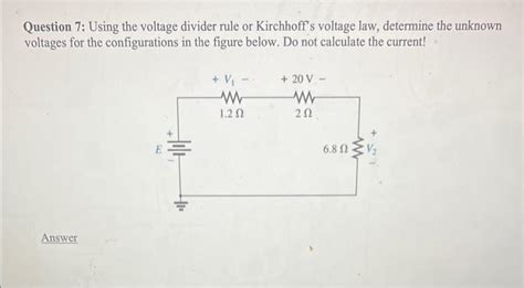 Solved Using The Voltage Divider Rule Or Kirchhoffs Voltage