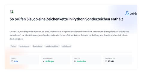 So Prüfen Sie Ob Eine Zeichenkette In Python Sonderzeichen Enthält Labex