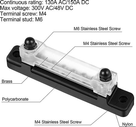 10 Gang Busbar With Cover 6 Terminal Bus Bar 150 A Busbar Block With Cover Power Distribution