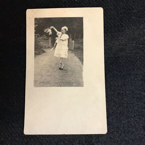 Office Rppc Real Photo Postcard 190s Young Victorian Girl Dancing