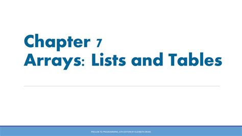 chapter 7 arrays lists and tables ppt download