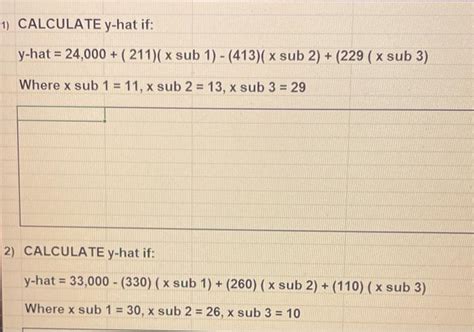 Solved CALCULATE Y Hat If Y Hat X Sub Chegg Com