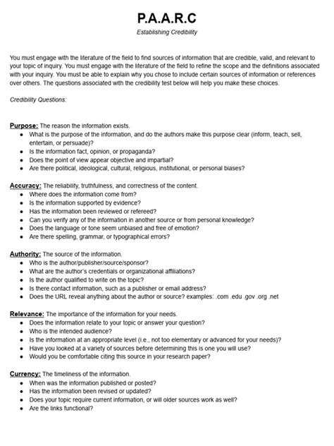 Paarc Purpose Pdf Information Credibility